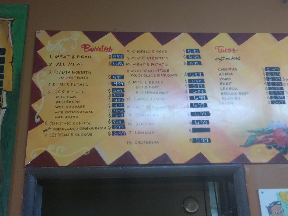 Menu at Plata's Mexican Food restaurant, Barstow, 25569 Main St