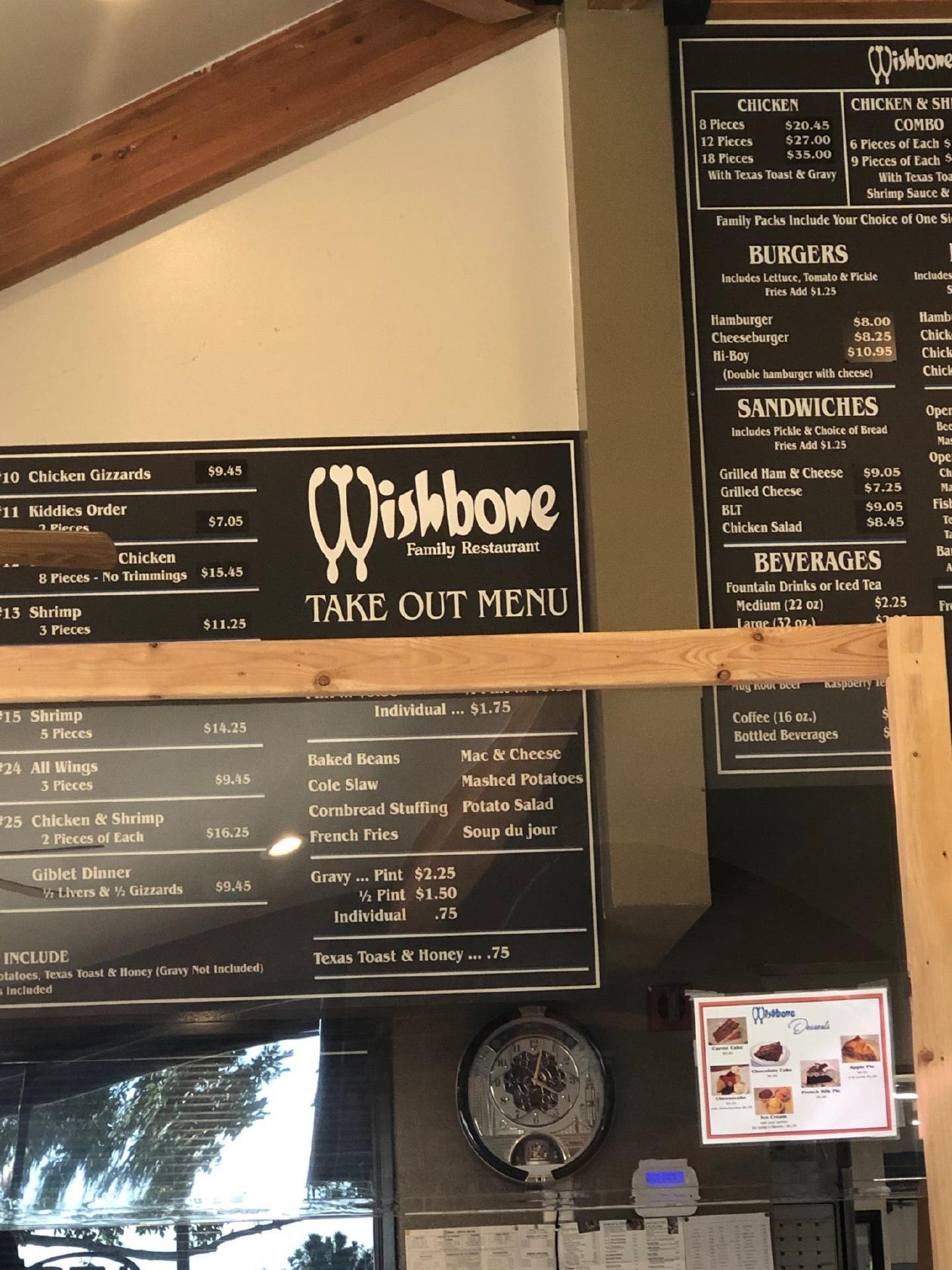 Menu at The Wishbone Family Restaurant, Denver