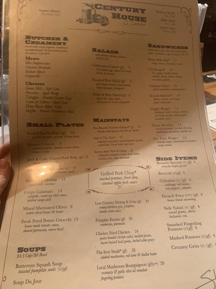 Menu at Century House pub & bar, Woodstock