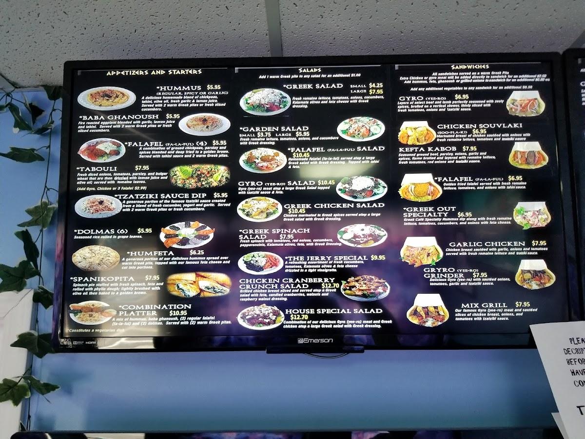 Menu at Greek Out Take-Out restaurant, Prescott Valley