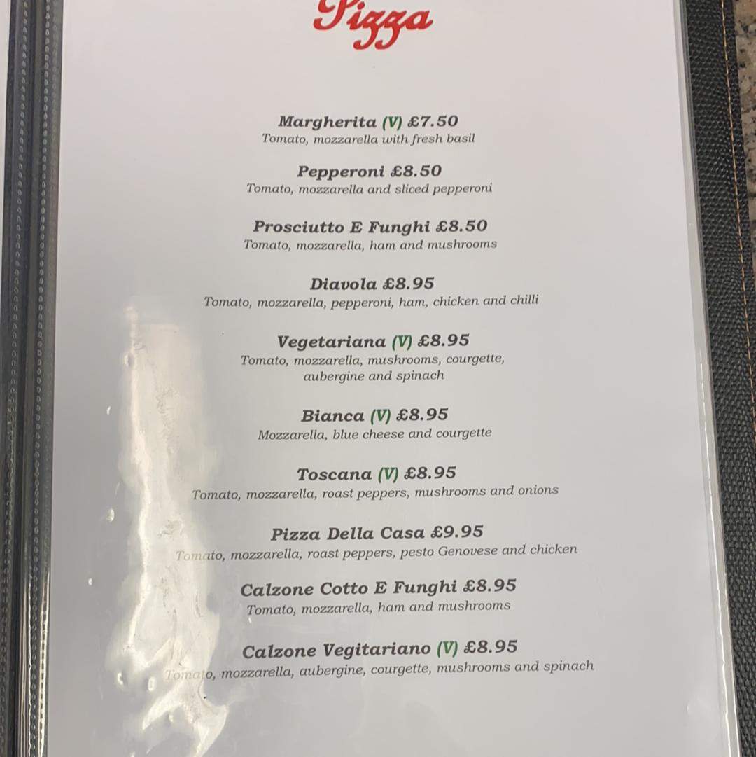 Menu at Il Piacere restaurant, Leeds
