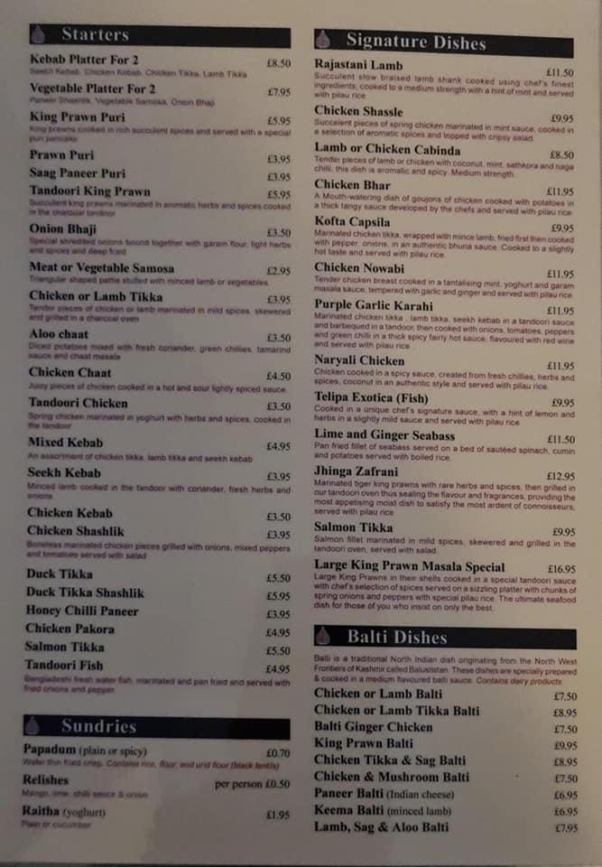 Menu at Purple Garlic restaurant, Melton Mowbray
