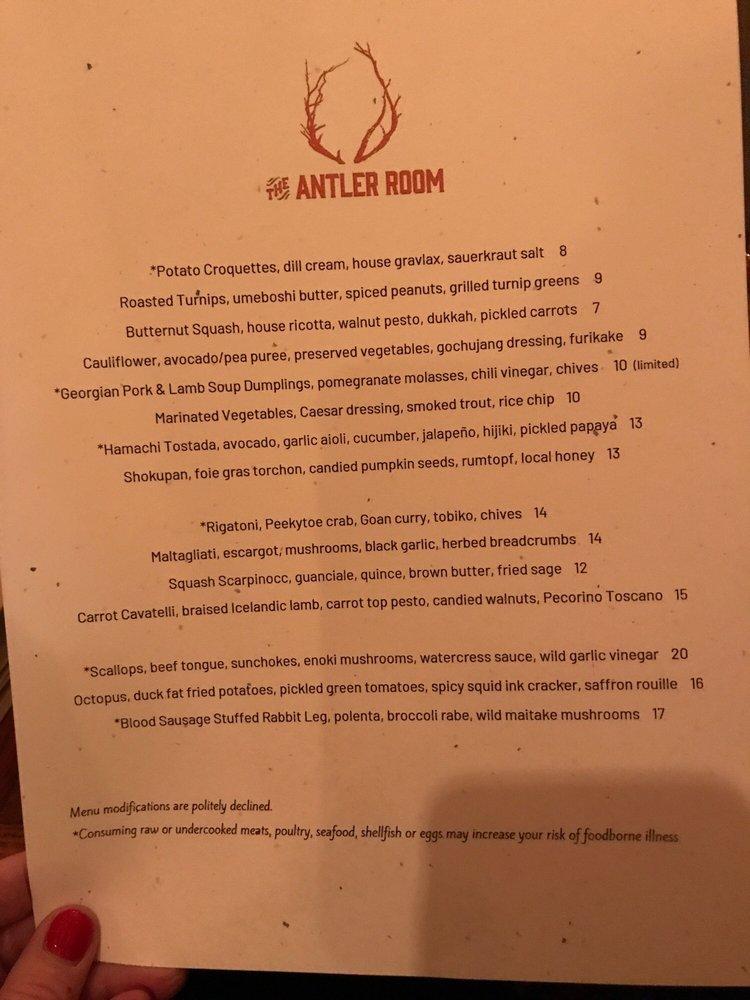 Menu at The Antler Room pub & bar, Kansas City