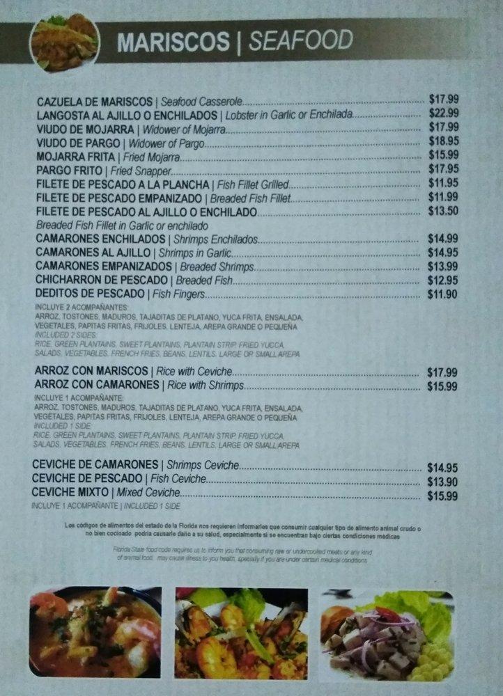 Menu at Arepas Y Mucho Mas restaurant, Country Walk