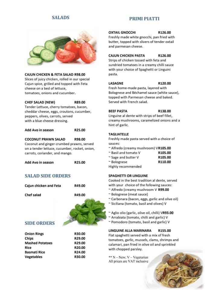 Menu at Grazia Fine Food & Wine restaurant, East London