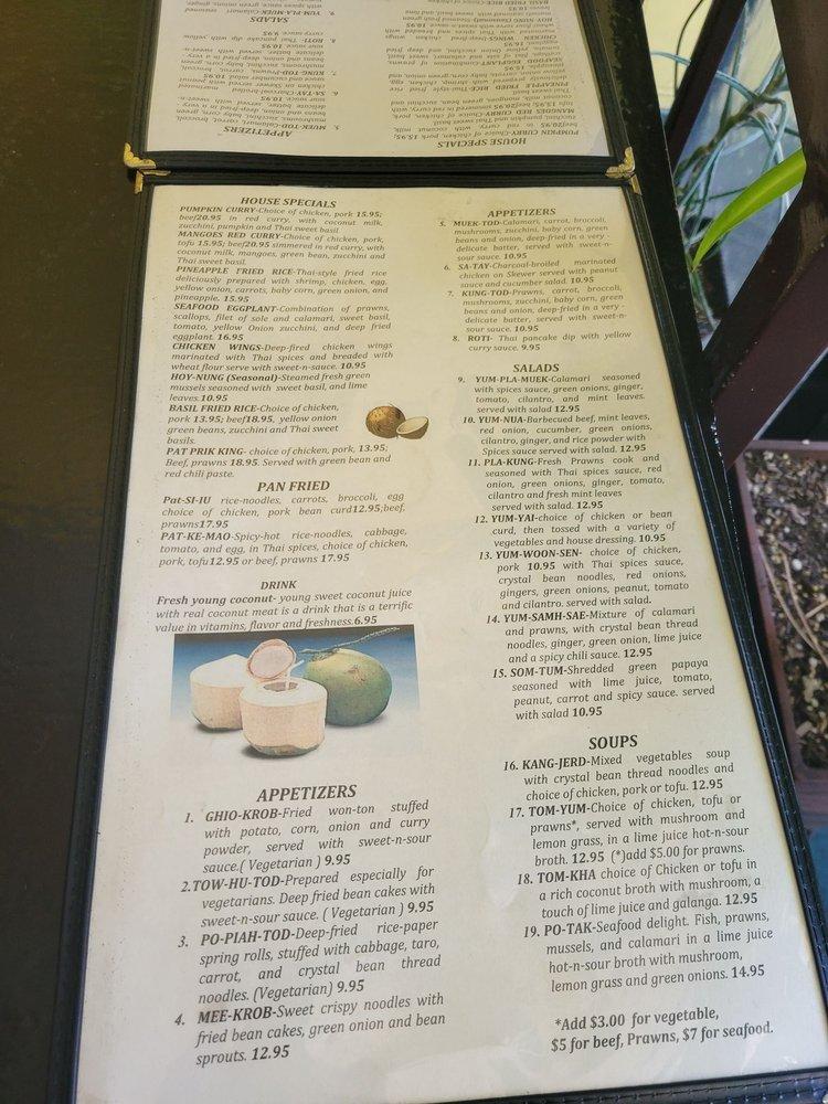 Menu at Plearn Thai Palace restaurant, Walnut Creek