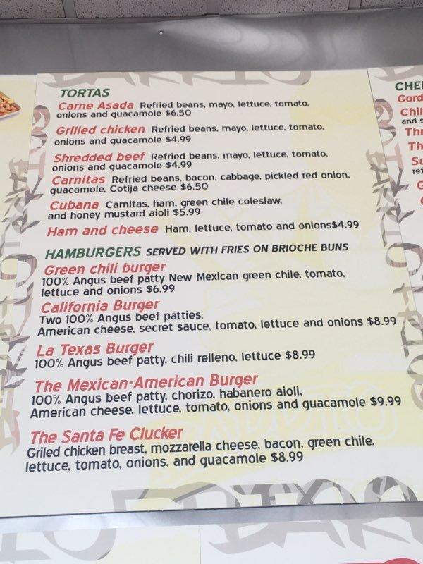 Carta de Barrio Fries Mexican food, Española