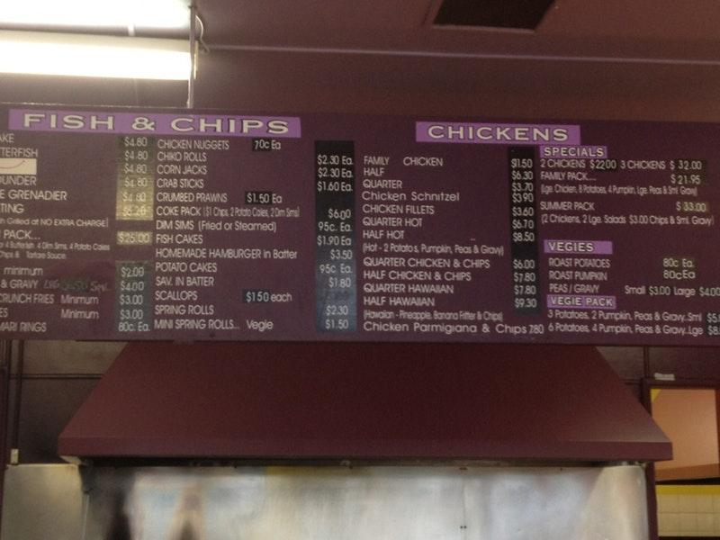 Menu at Grovedale Chicken & Fish fast food, Grovedale