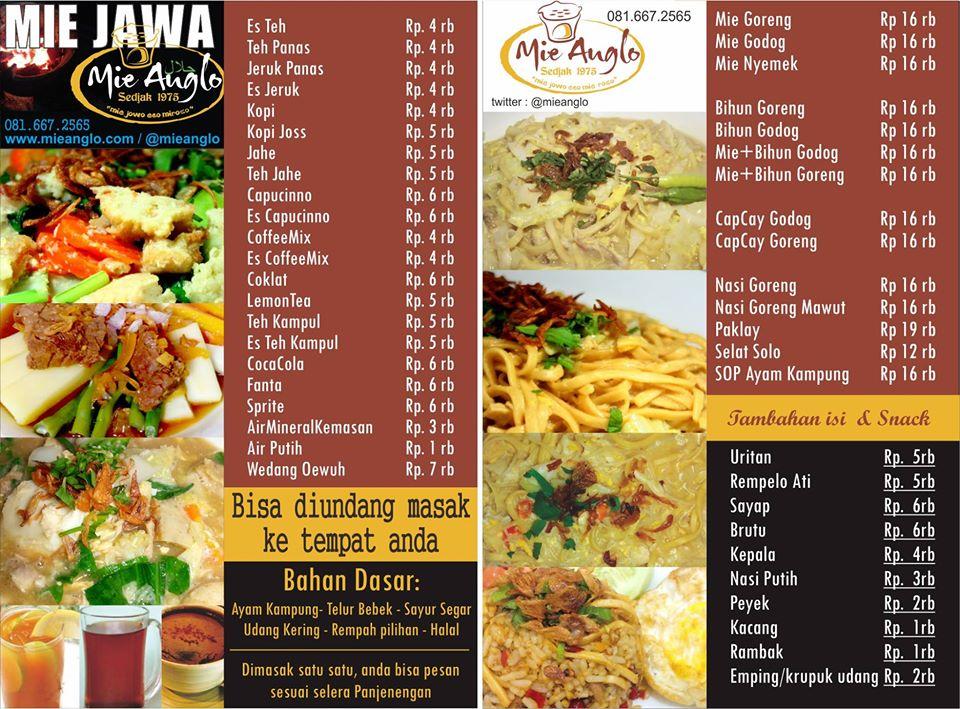 Menu at Mie Anglo Maguwo jogja restaurant, Maguwoharjo