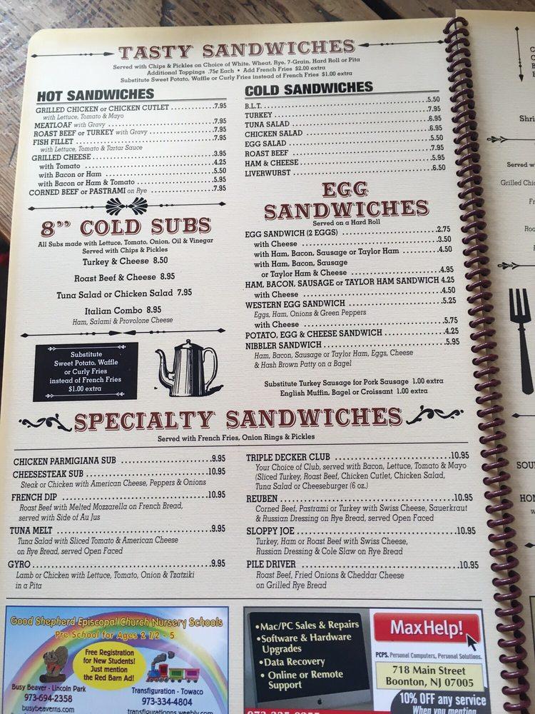 Menu at Red Barn Restaurant, Montville
