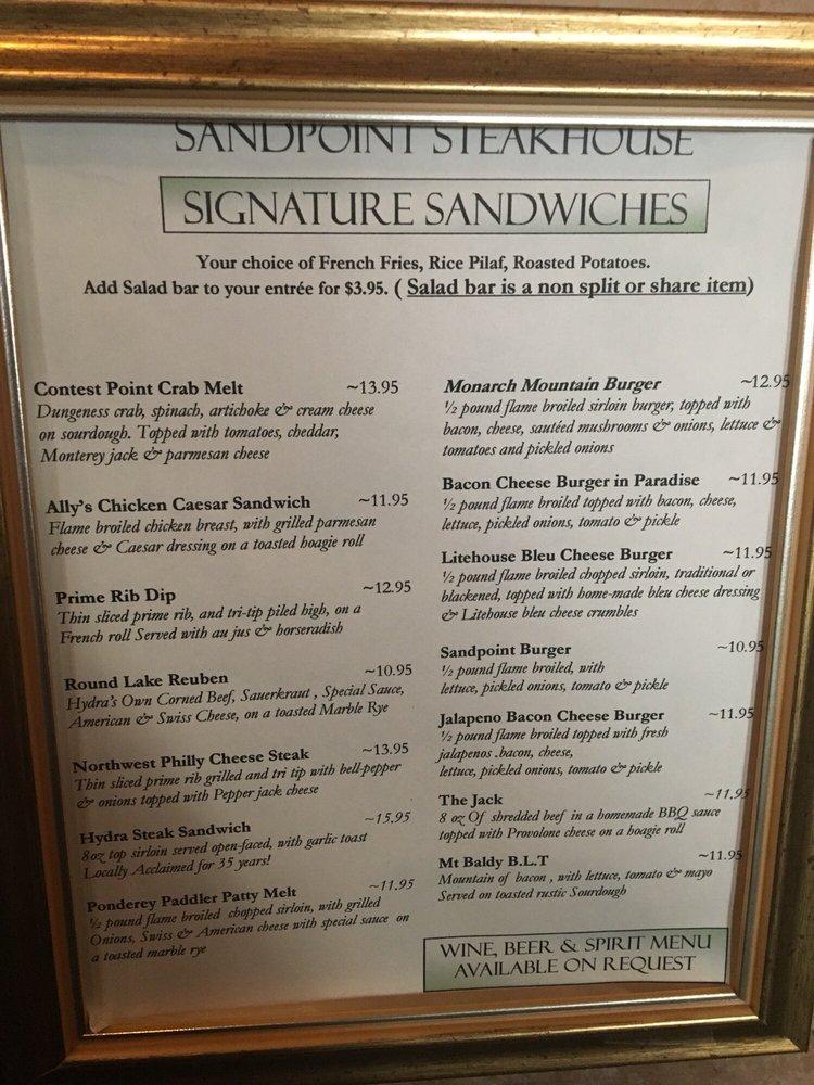 Menu at The Hydra Steakhouse, Sandpoint
