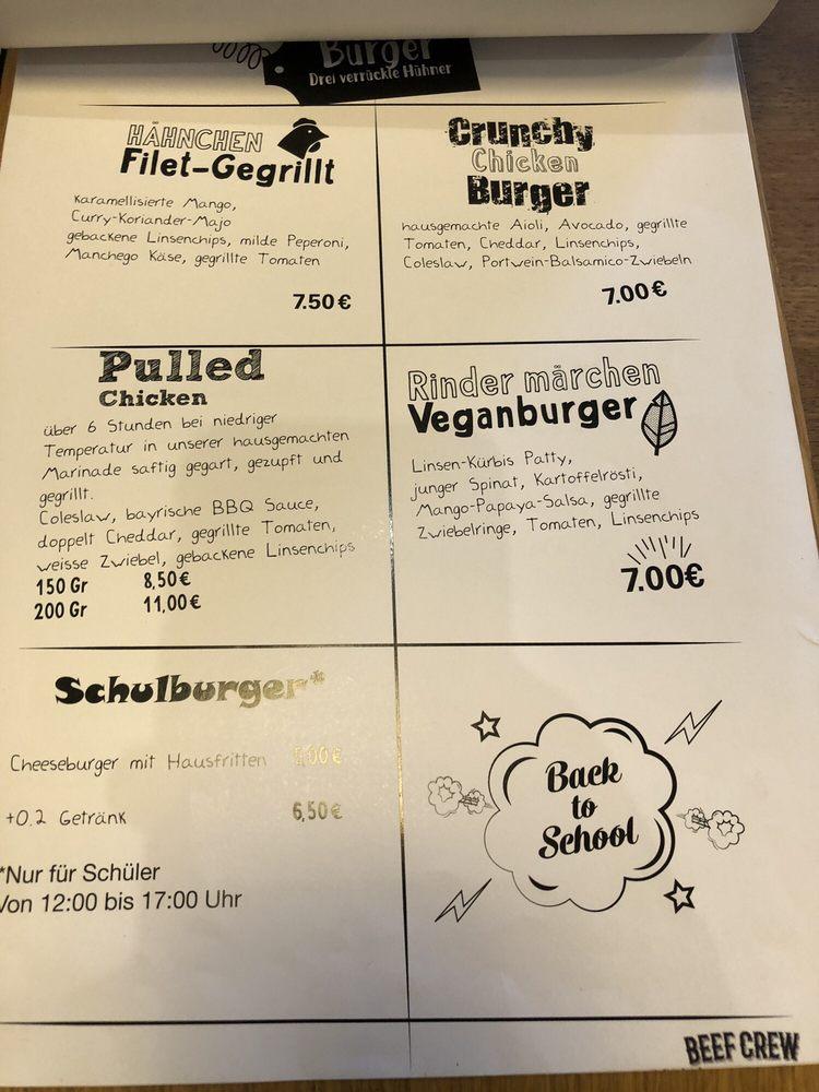 Menu at Beef Crew steakhouse, Munich, Rosenheimer Str. 2