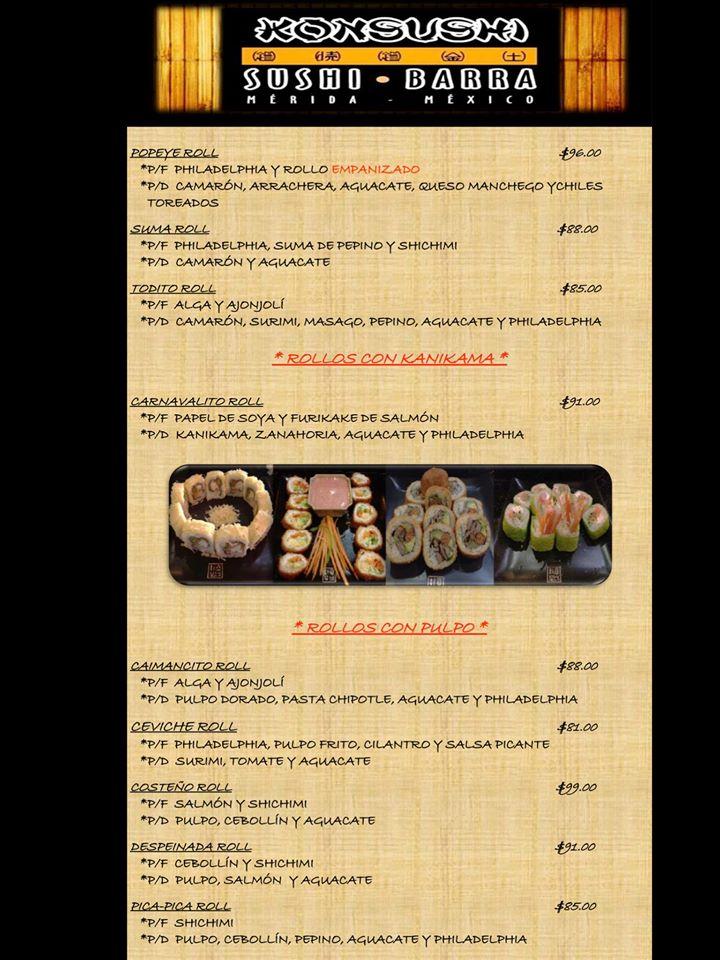 Carta del restaurante KONSUSHI, Merida, C. 45 338