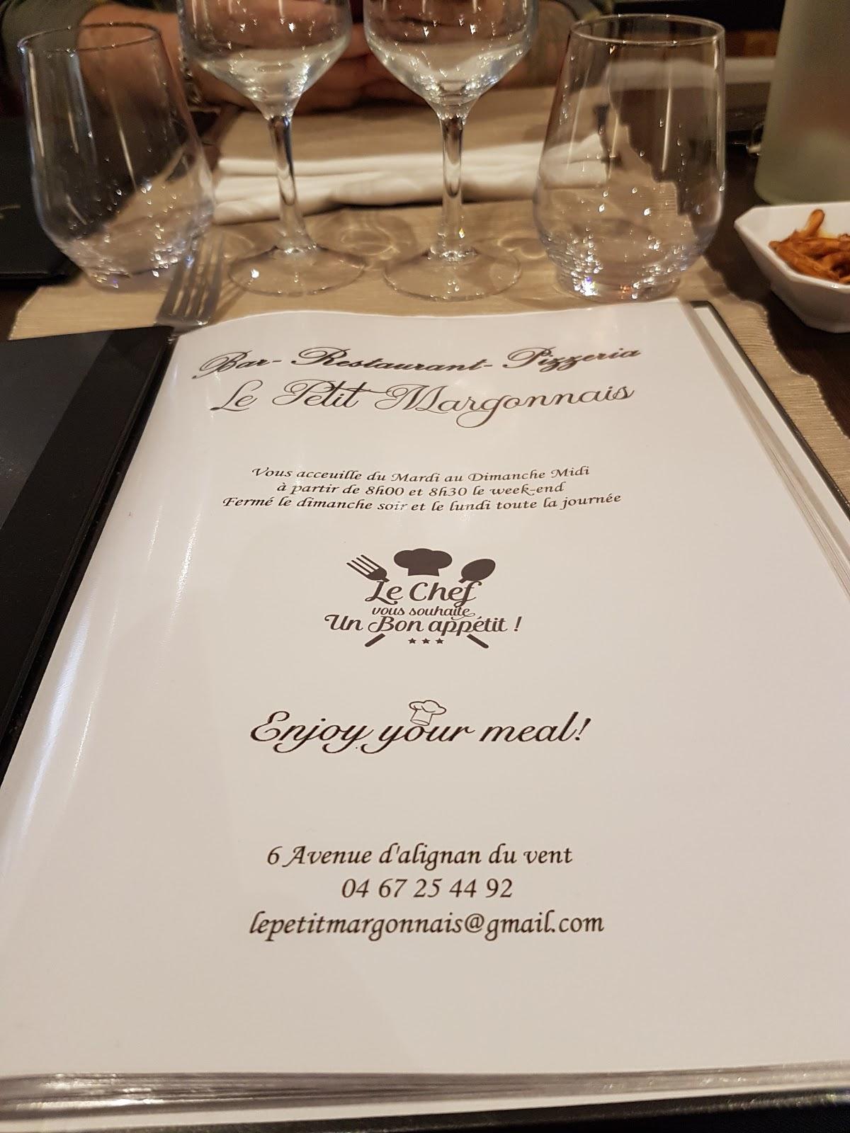Menu au Le petit Margonnais restaurant, Margon