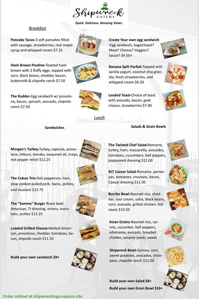 Menu at Shipwreck Eatery restaurant, Clayton