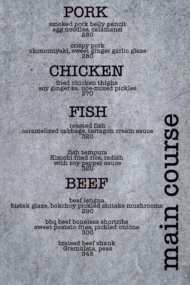 Menu at Adamo Dumaguete restaurant, Dumaguete, Tindalo St