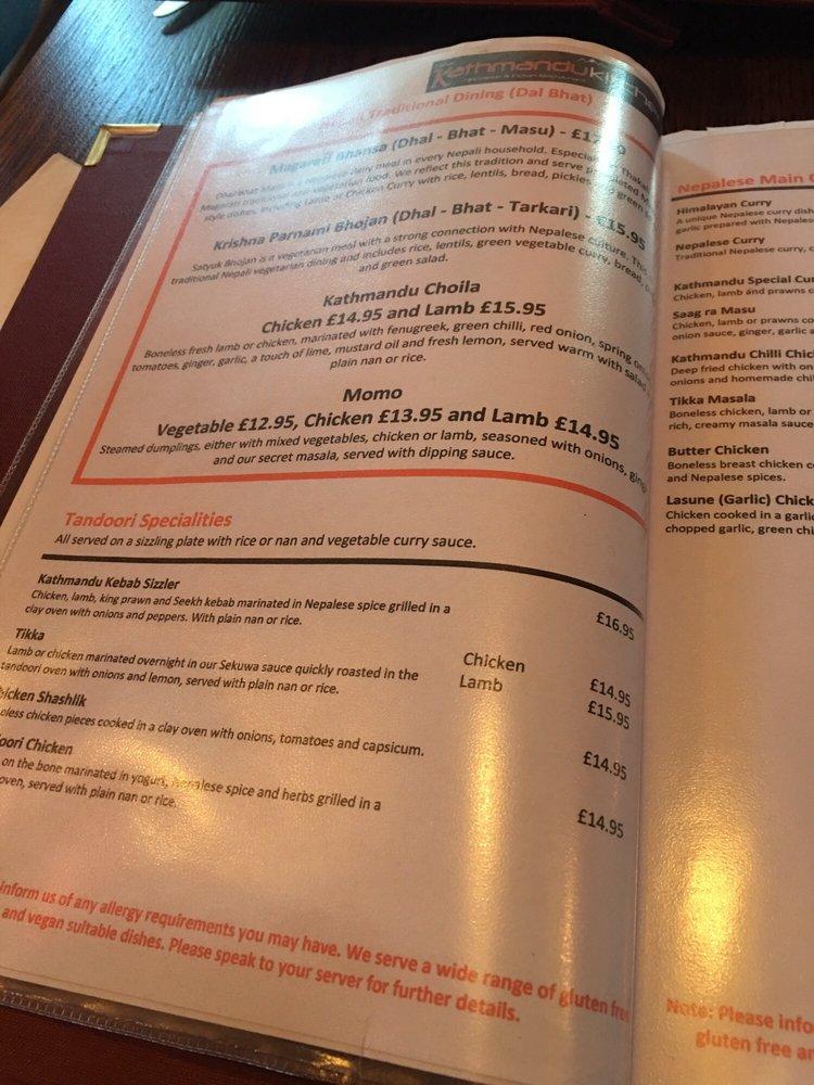 Menu at Bites of India Botanic restaurant, Belfast