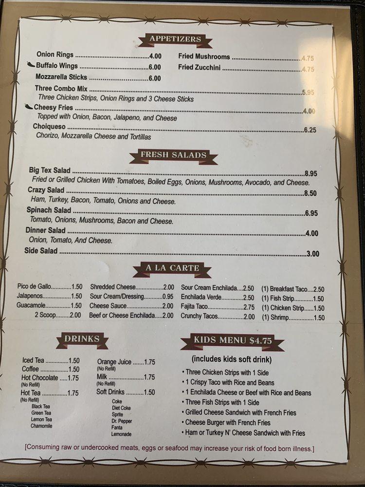 Menu at Country Cafe, Grand Prairie