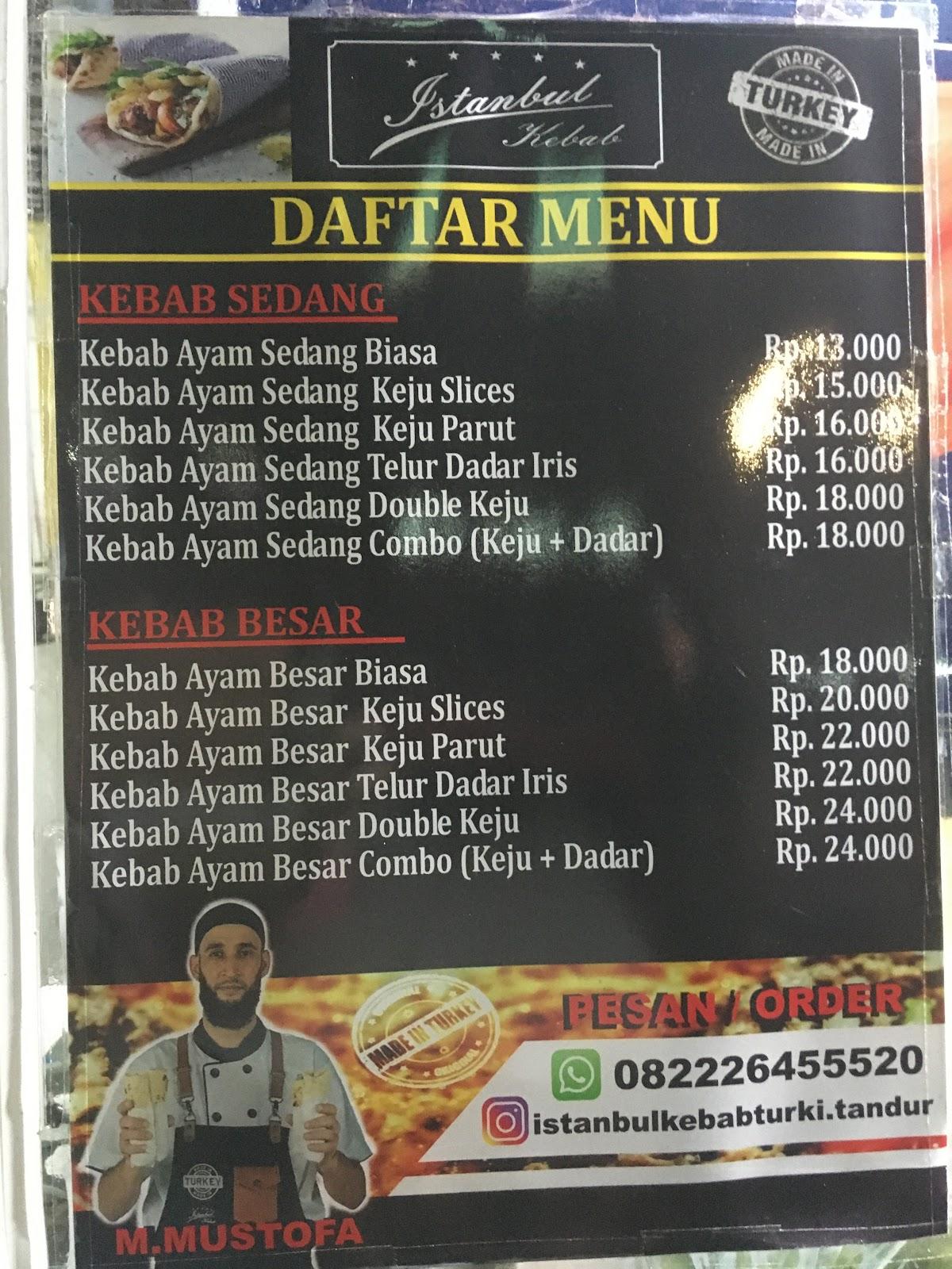 Menu at Istanbul Kebab Turki Tanjung Duren, West Jakarta