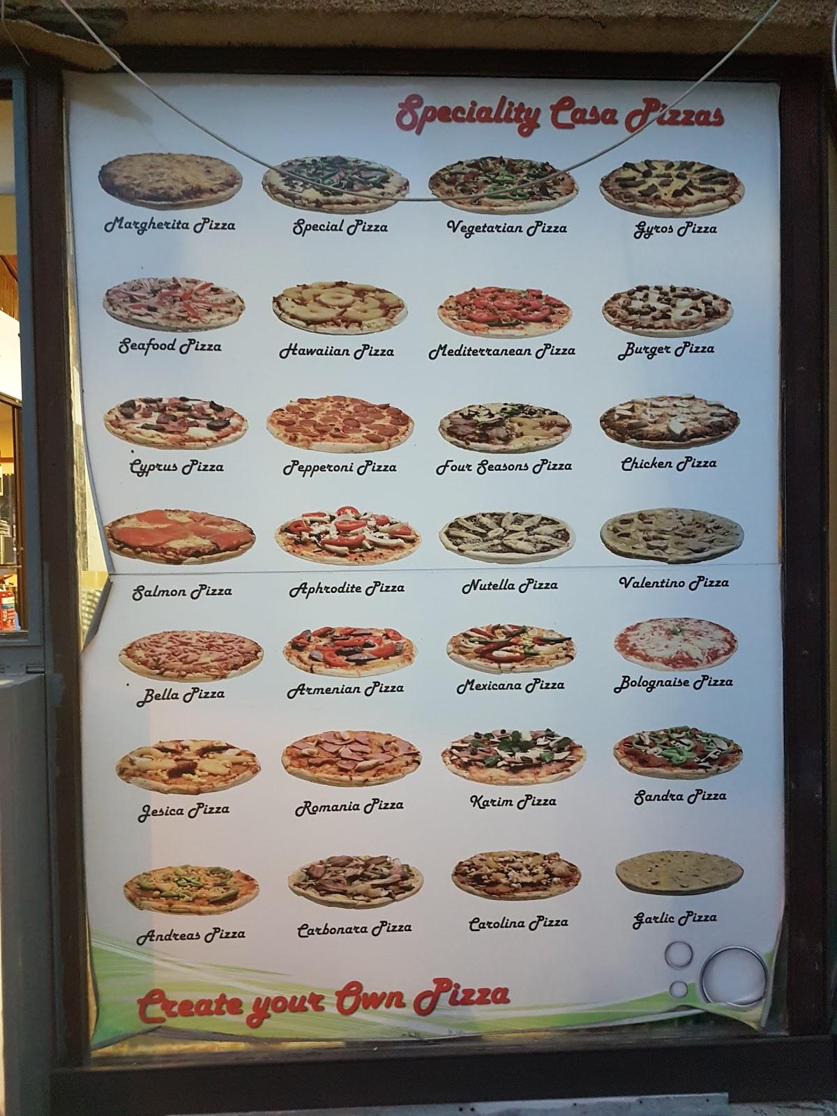 Menu at Casa Pizza, Limassol, Corner Erakle Araouzou