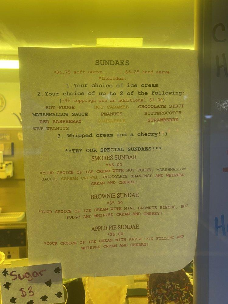 Menu at Custer's Last Stand, Wurtsboro