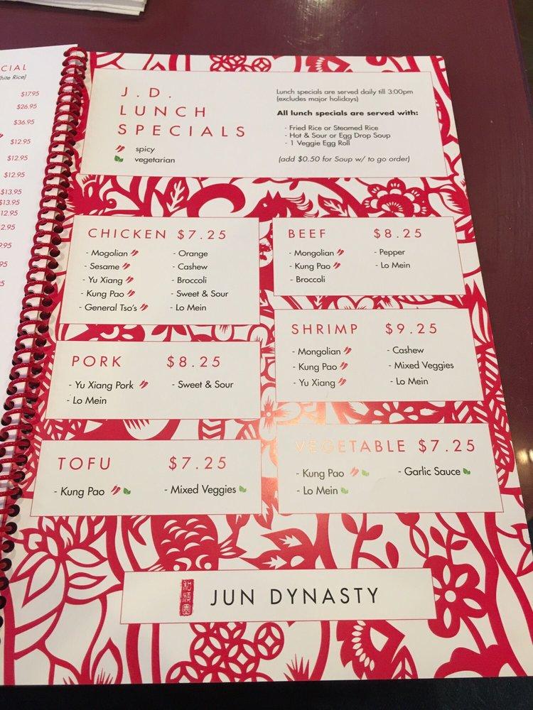 Menu at Jun Dynasty Chinese Restaurant, Tucson