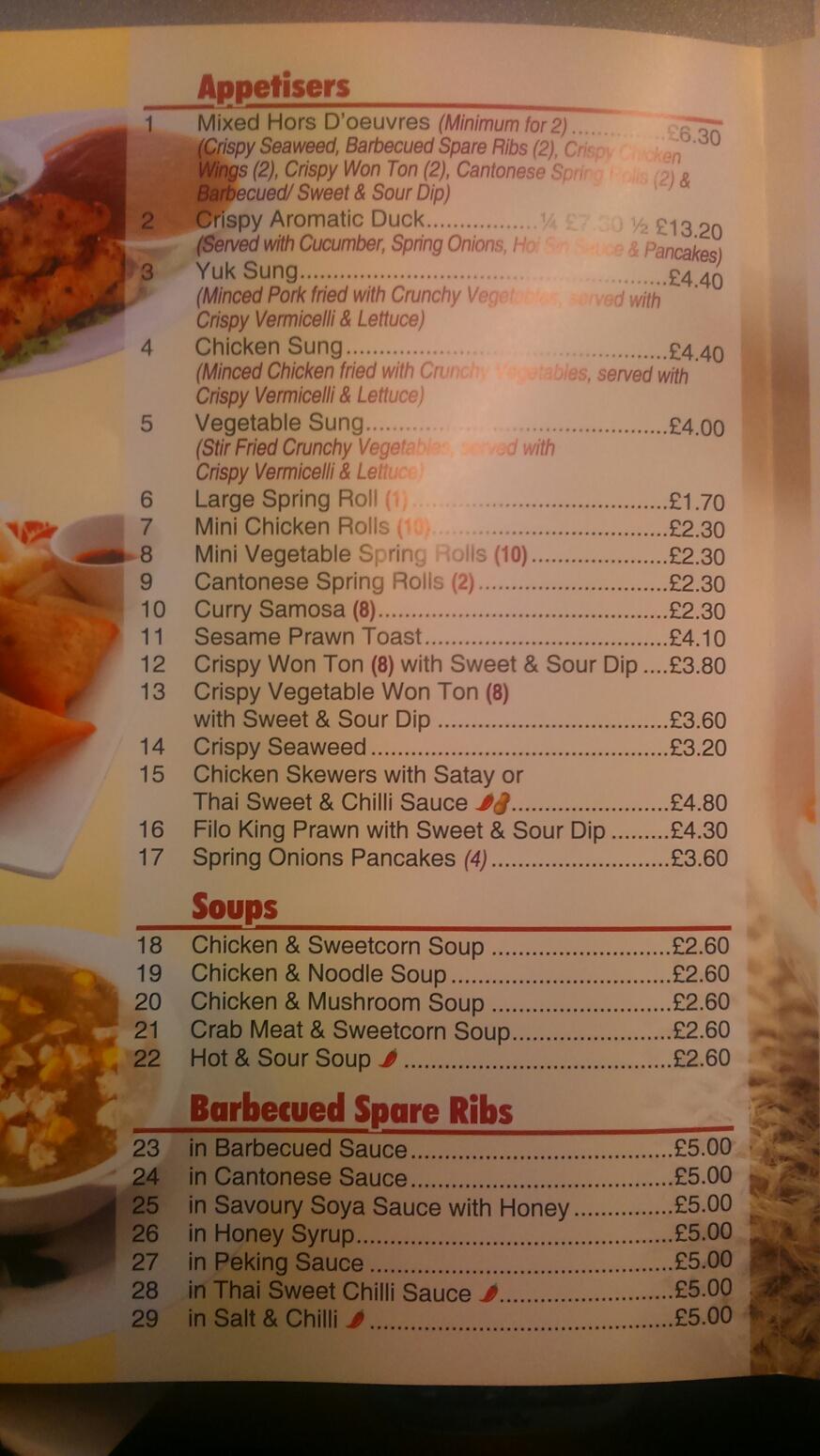 Menu at Magic Valley fast food, Earl Shilton