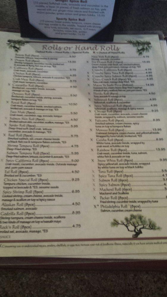 Menu at Matsu Ya Sushi Bar & Grill, Stevens Point