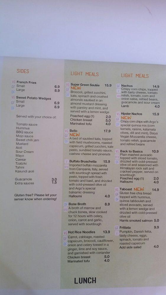 Menu at Argo on the Parade pub & bar, Norwood