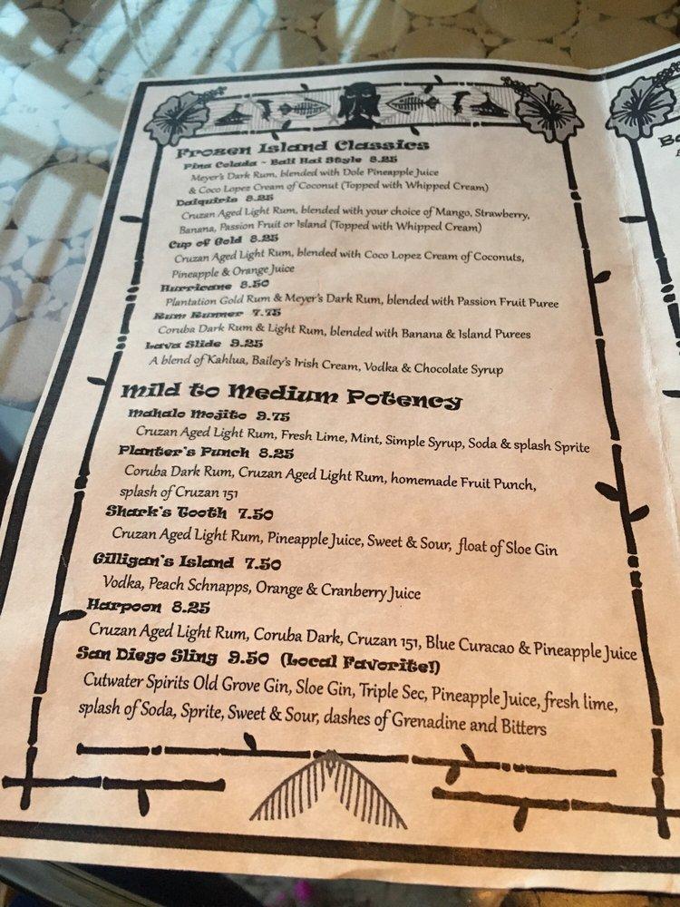Menu at Bali Hai Restaurant, San Diego