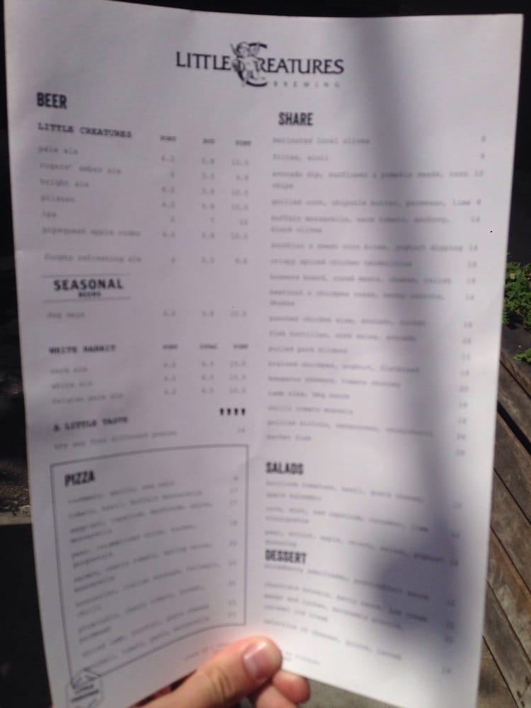 Menu at Little Creatures Brewery, Geelong pub & bar, Geelong