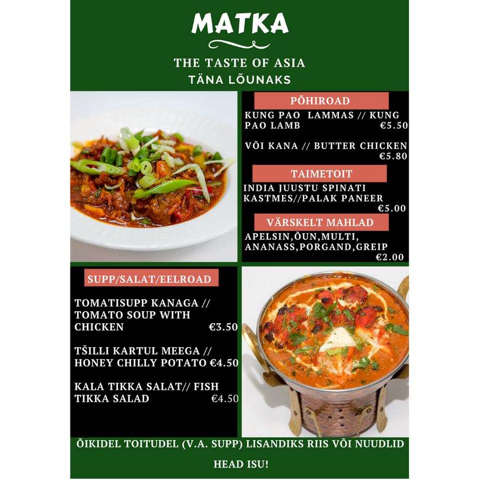 Menu at MATKA RESTAURANT, Tallinn