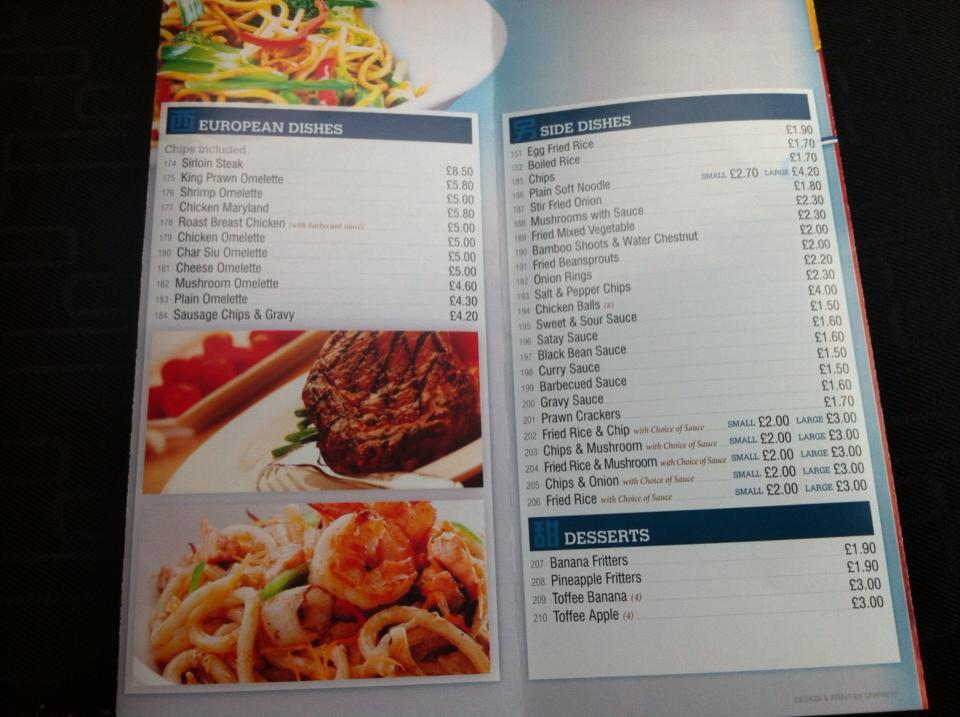Menu at Magic Wok fast food, Dunfermline