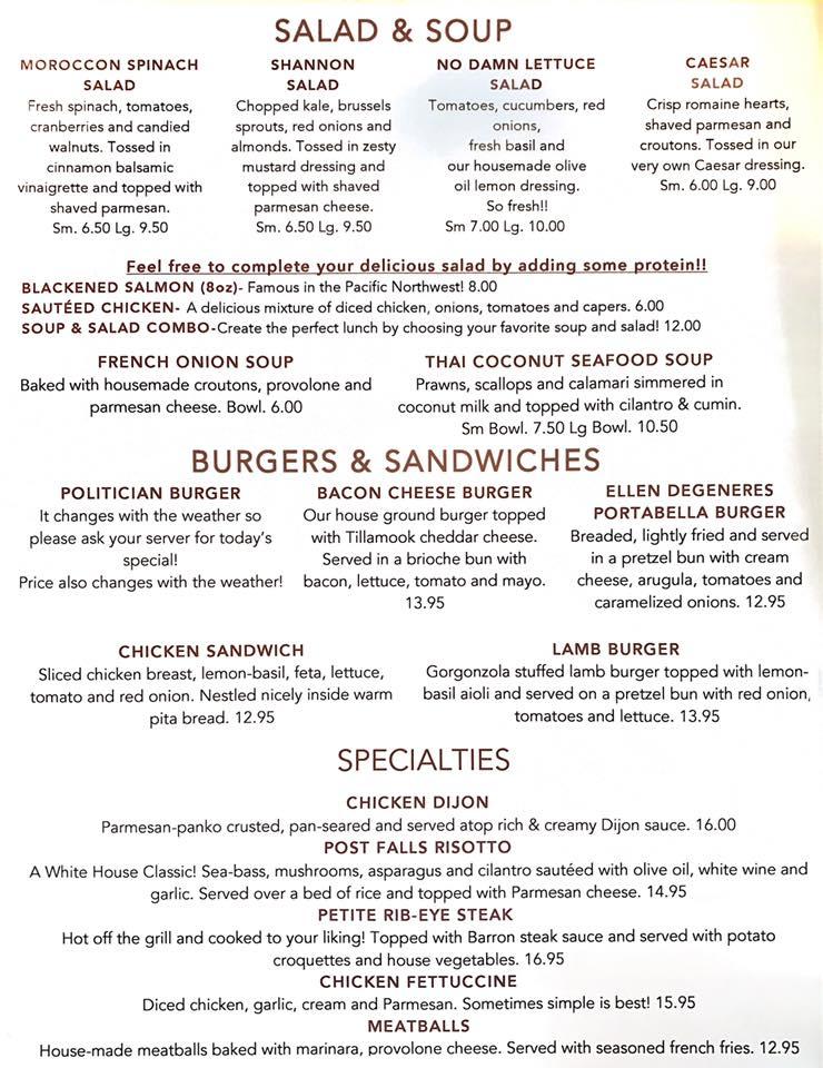 Menu at Pentagon Bistro & Martini Bar, Liberty Lake