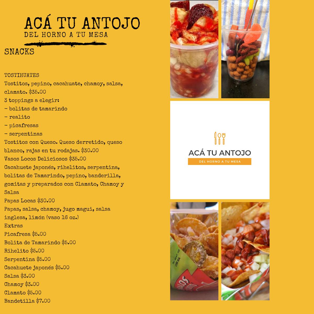 Menu at ACA TU ANTOJO restaurant, Hermosillo