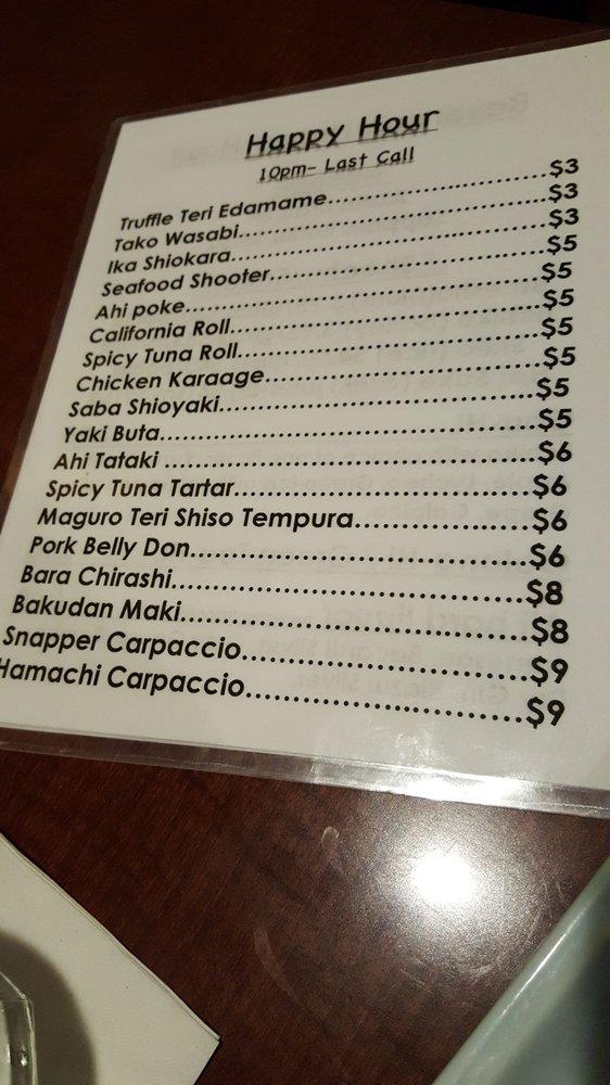 Menu at Izakaya Torae Torae restaurant, Honolulu