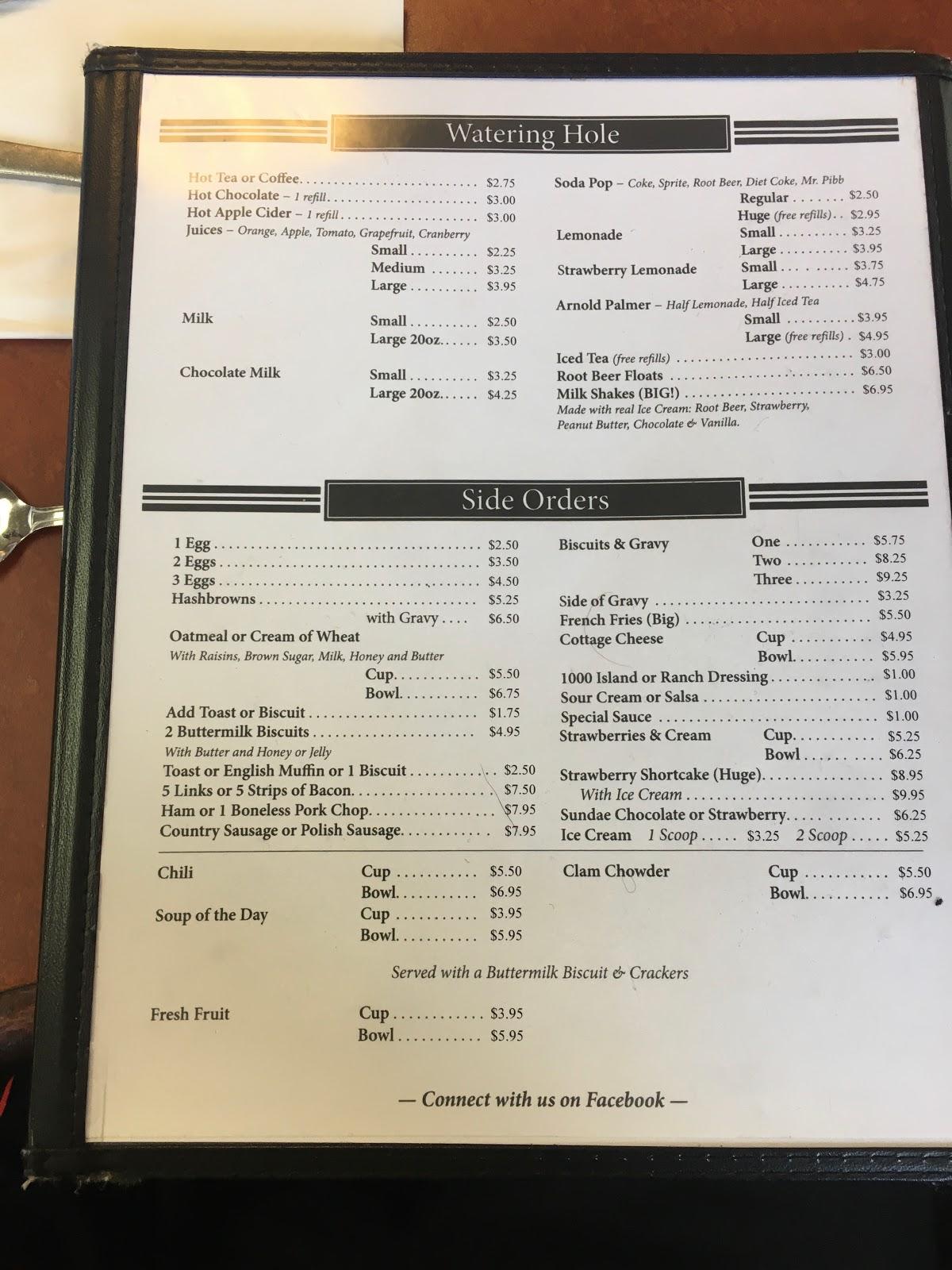 Menu at McCrae's Country Cafe, Gresham