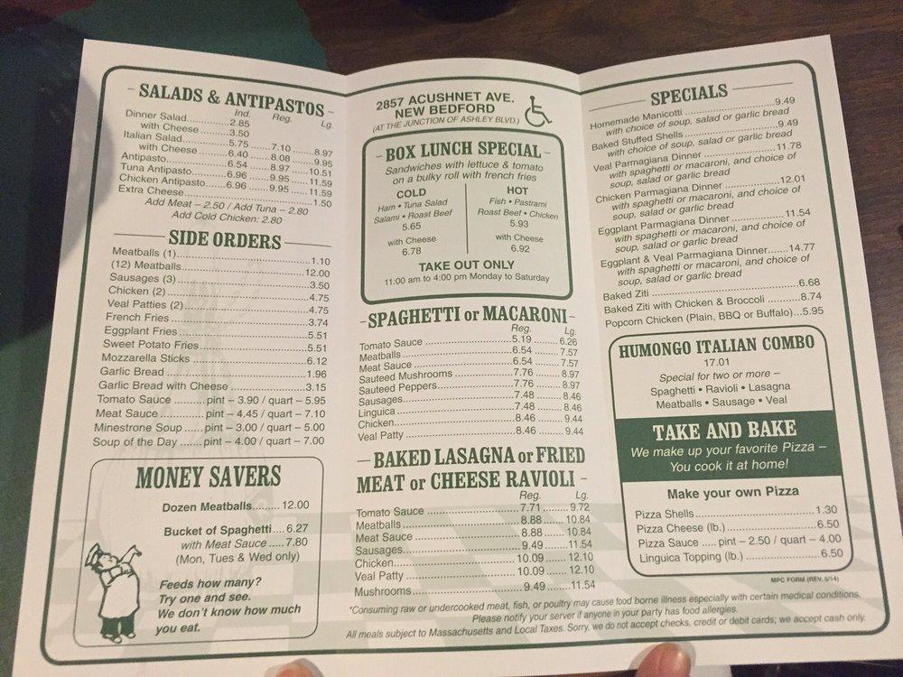 Menu at Pa Raffa's Italian Restaurant, New Bedford