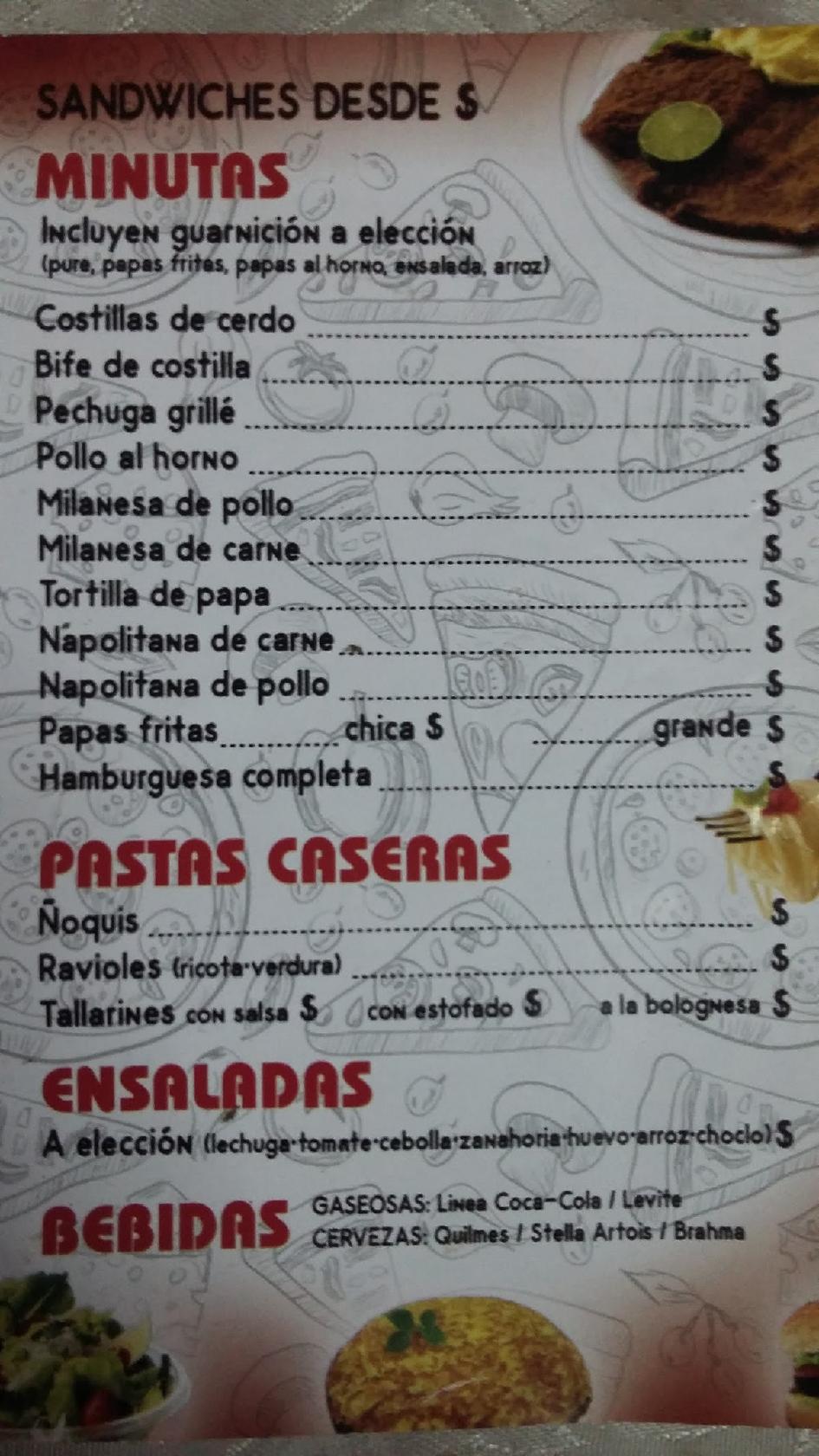 Carta del restaurante Rincon Criollo, Crucecita
