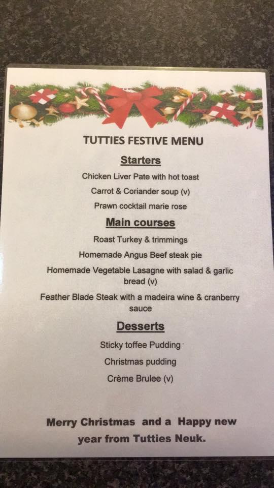 Menu at Tutties Neuk Inn pub & bar, Arbroath, Gayfield