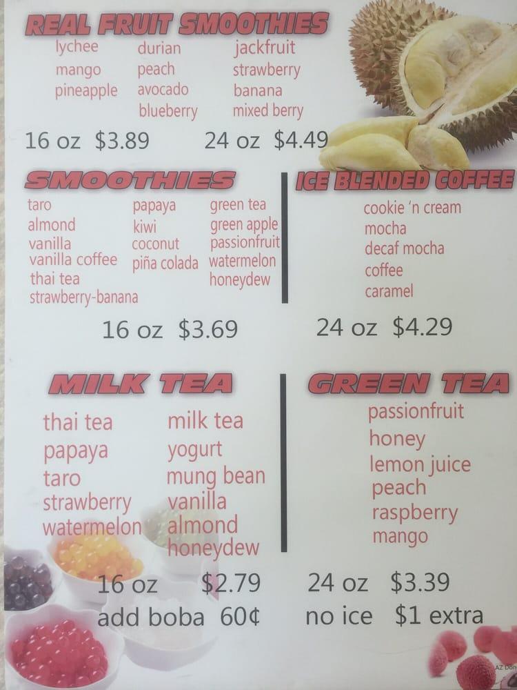 Menu at Arizona Donut Co. restaurant, Tempe