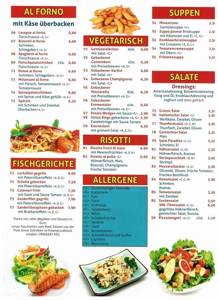 Speisekarte von Al Capone Wien pizza, Wien, Hernalser Hauptstraße 189