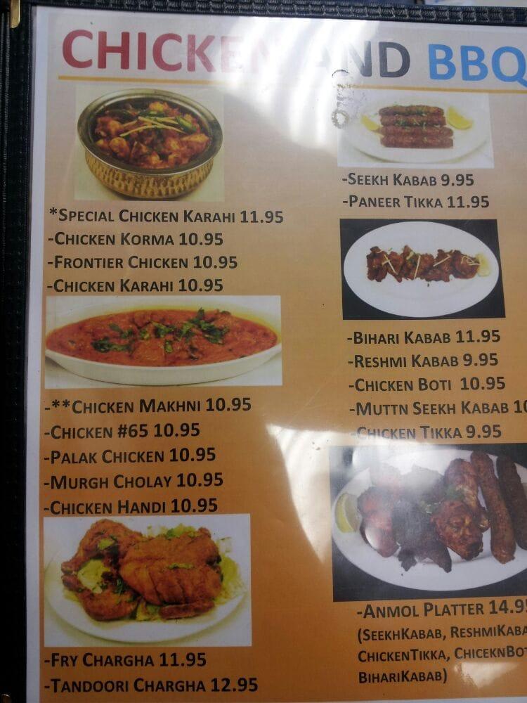 Menu at Anmol Restaurant - Milwaukee, Milwaukee, 711 W Historic Mitchell St