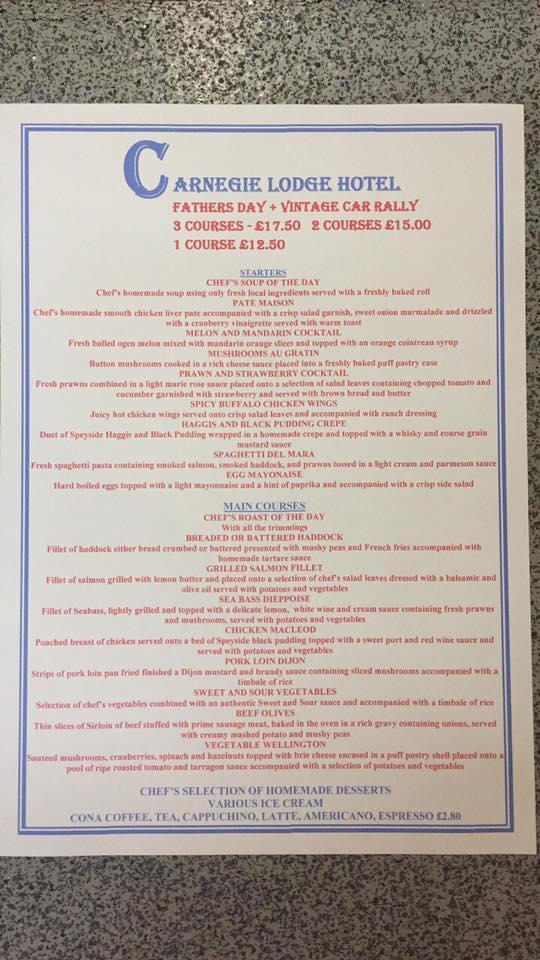 Menu at Carnegie Lodge Hotel pub & bar, Tain