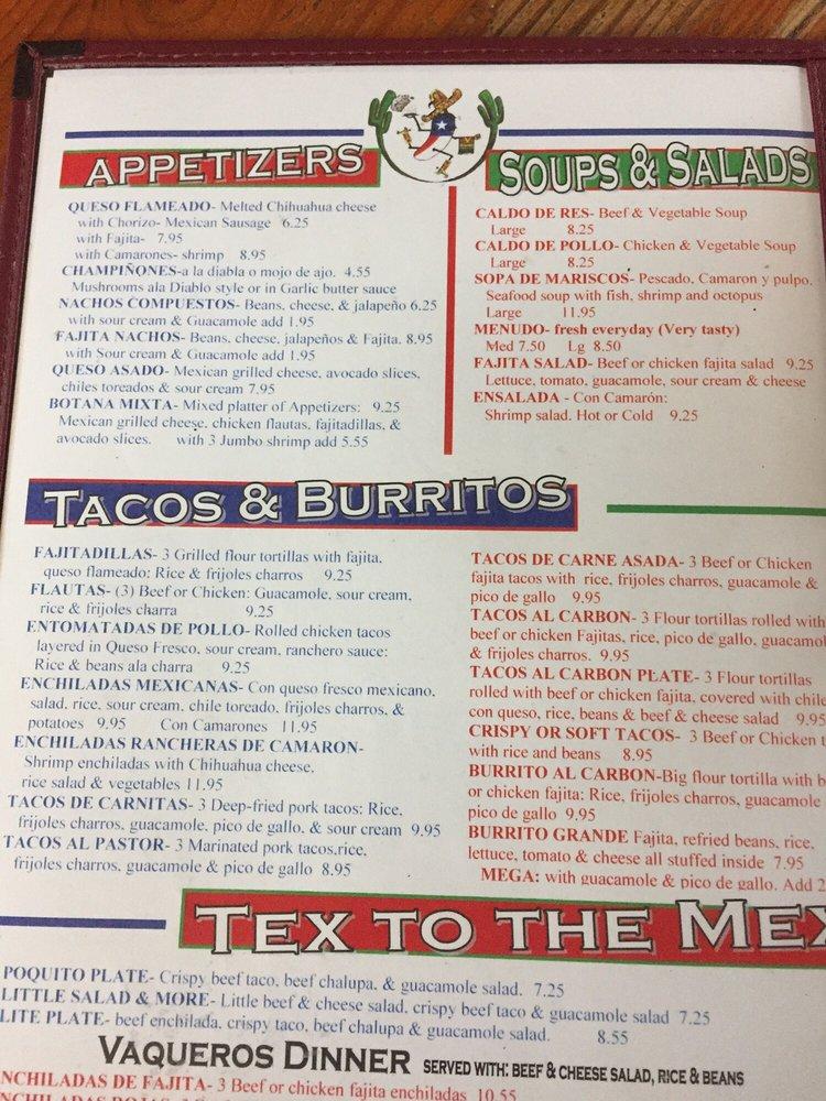 Menu at Don Chile Mexican Restaurant, Houston
