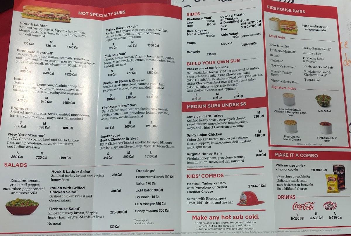 Menu at Firehouse Subs South C Street fast food, Anchorage