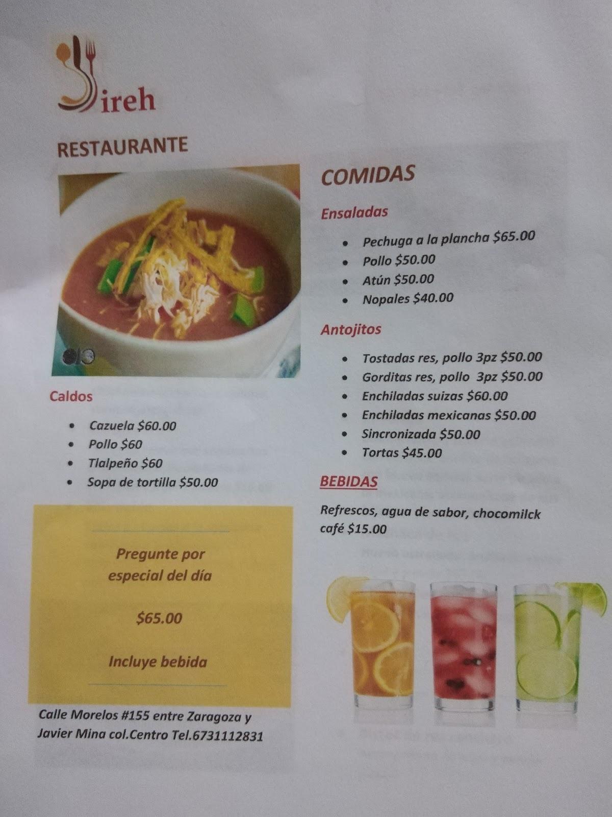 Menu at JIREH RESTAURANTE, Guamúchil