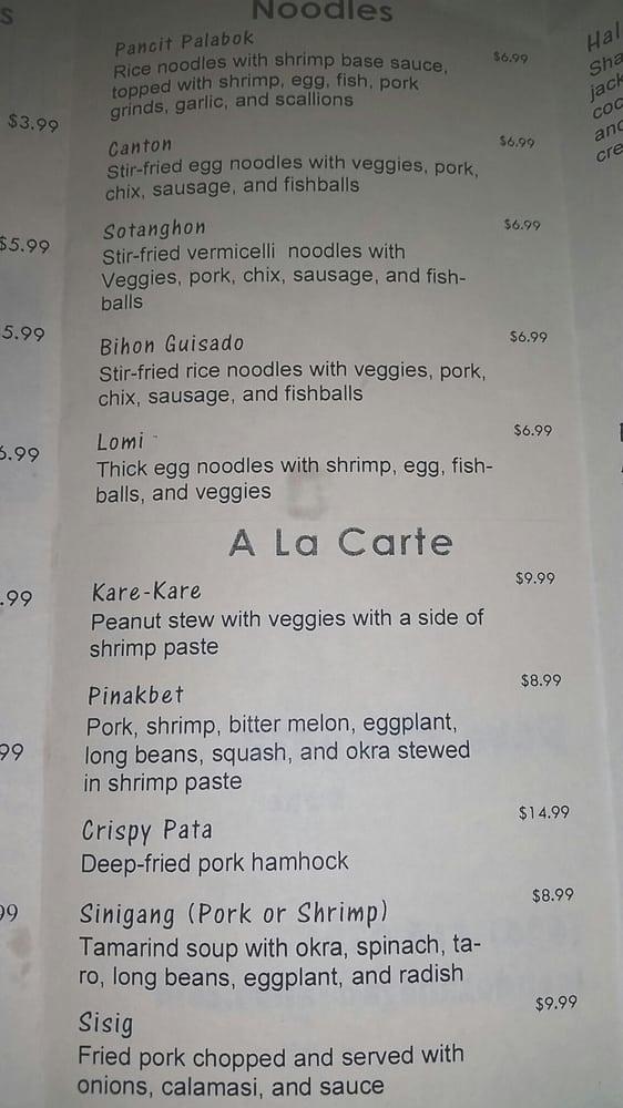 Menu at Nova's Grill Filipino Fast Food, Covina
