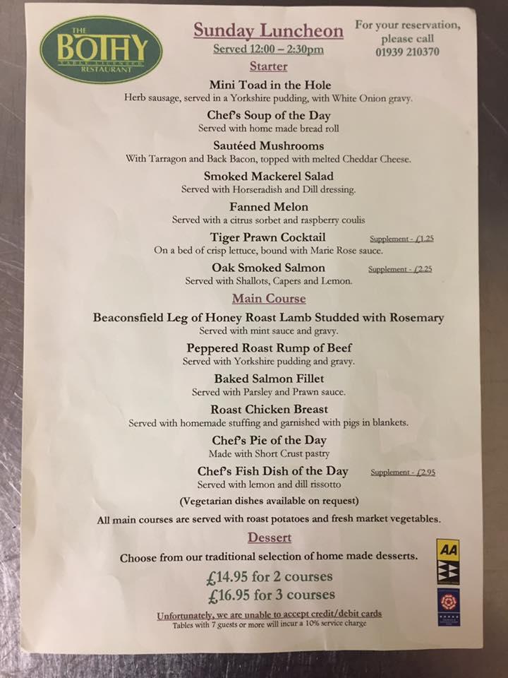 Menu at The Bothy Restaurant, Shrewsbury