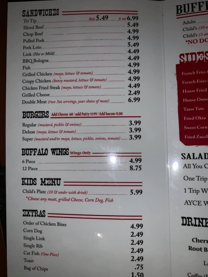 Menu at My Place BBQ Tahlequah, Tahlequah